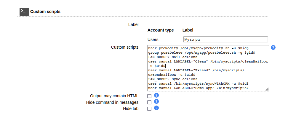 Custom scripts (LAM Pro)
